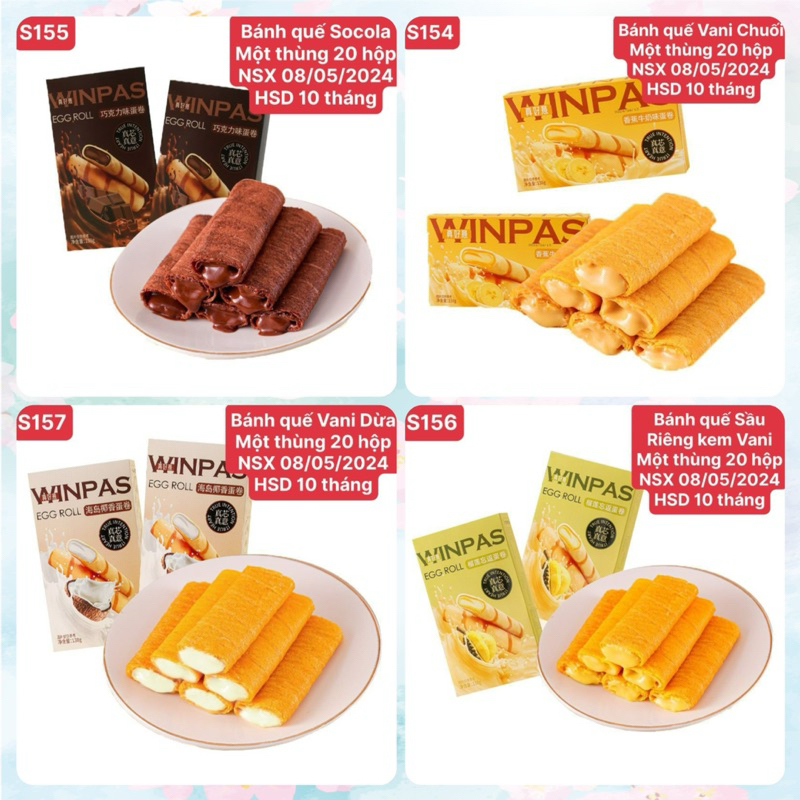 Bánh quy quế cuộn socola, chuối , dừa, sầu riêng Winpas siêu ngon ( 1 ...