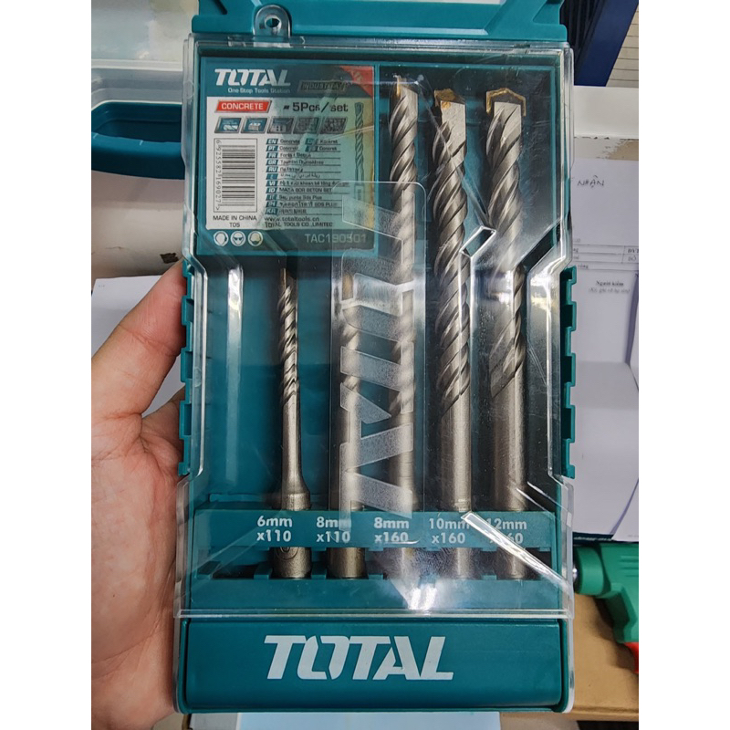 Bộ mũi khoan bê tông đầu gài SDS 5 chi tiết Total TAC190501 | Shopee ...