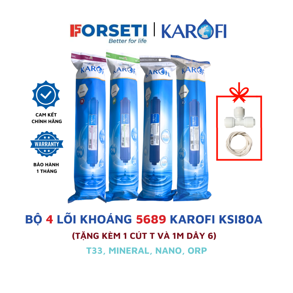 Combo 4 lõi lọc nước chức năng 5689 Karofi (T33, Mineral, Nano, Orp ...