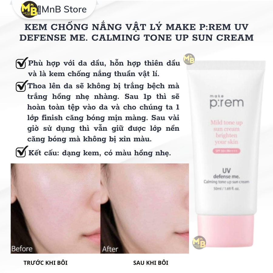 Kem Chống Nắng Make Prem UV Defense Me Make P:rem SPF50+ PA++++ 50ml ...