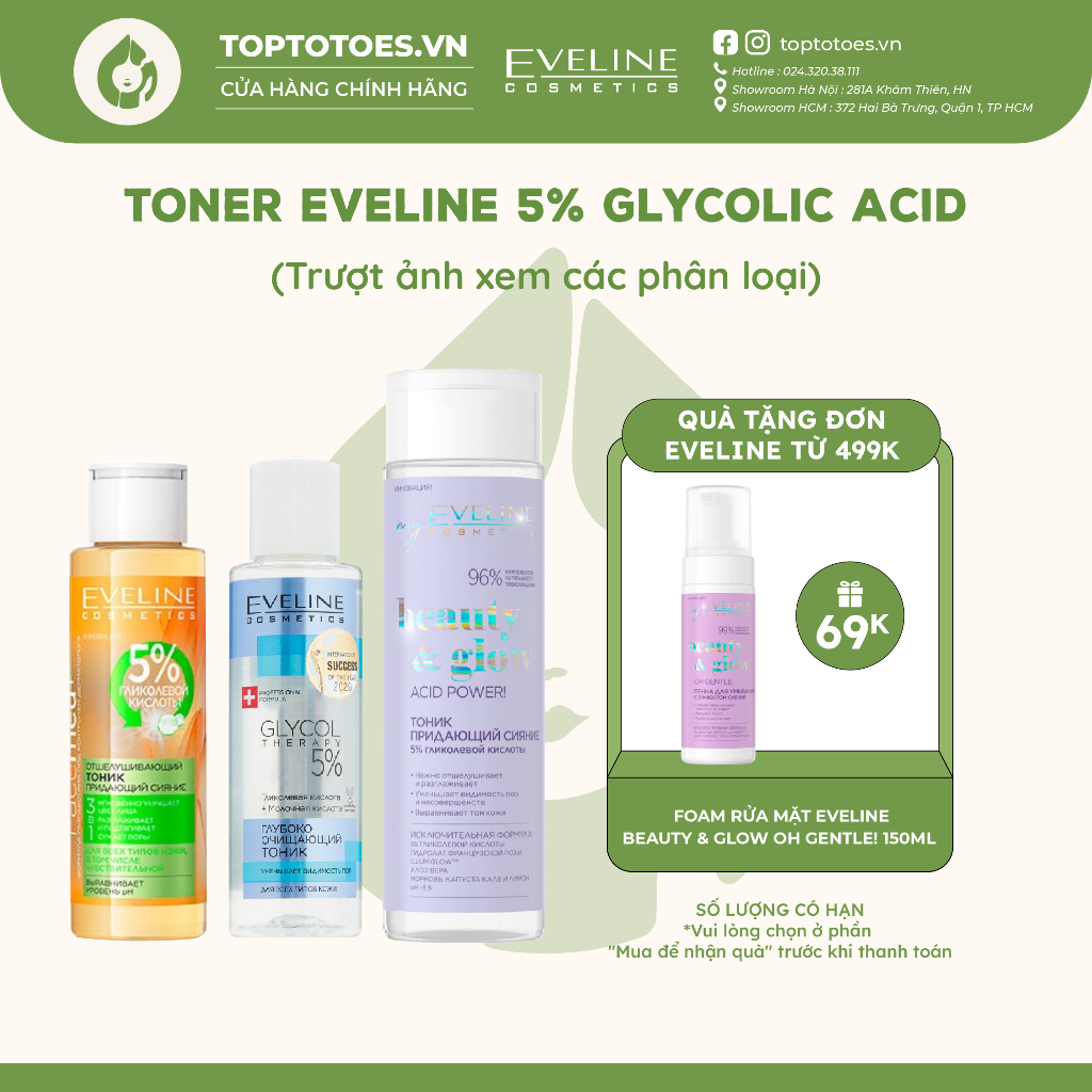 [HÀNG NHẬP KHẨU] Toner làm da căng bóng, sáng mịn, mờ thâm sạm Eveline ...