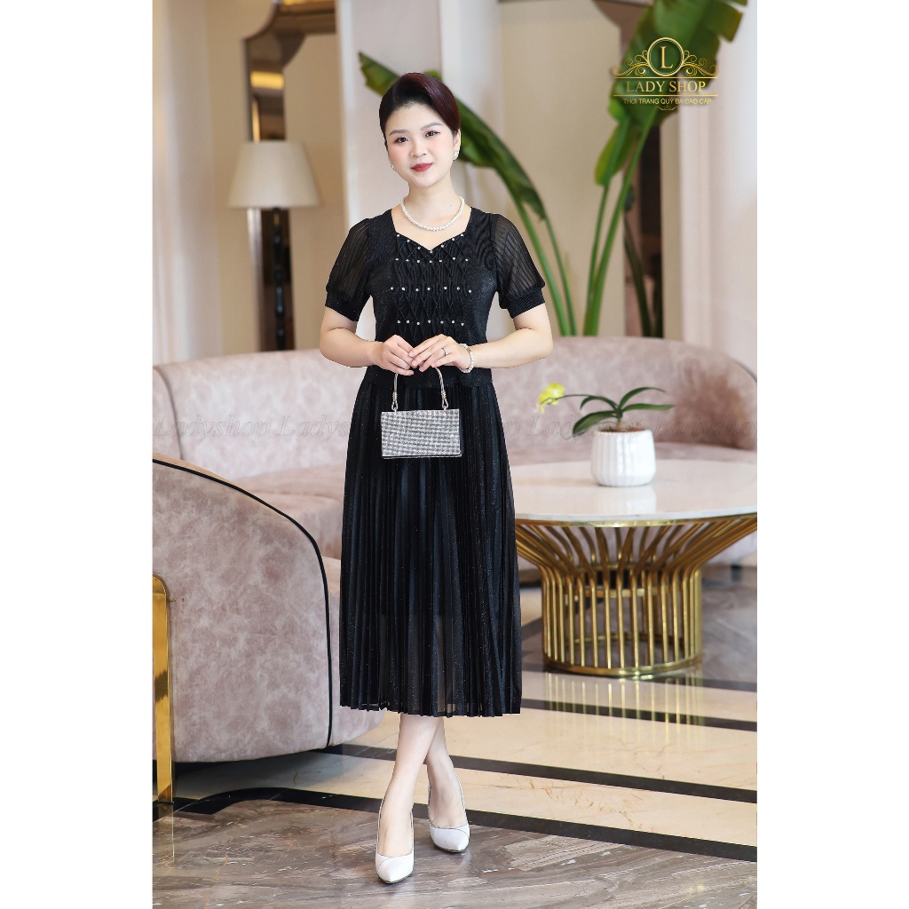 Đầm trung niên dập ly cao cấp FREESIZE Ladyshop T357 T358 T359 T360 | Shopee Việt Nam
