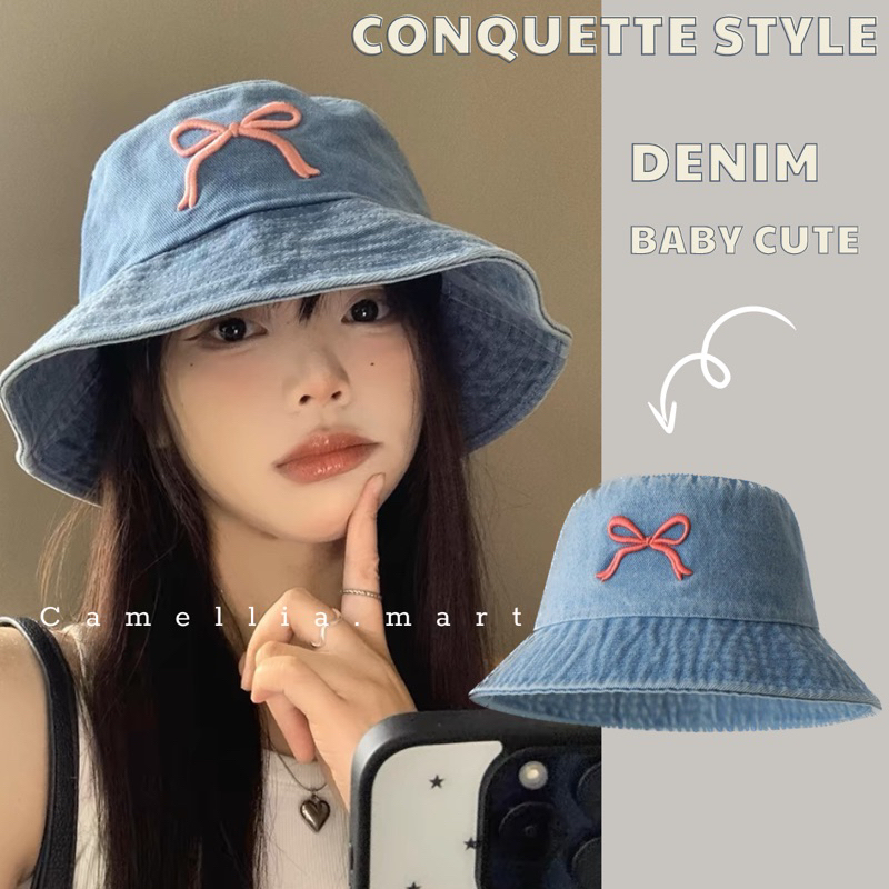 Mũ Nón Bucket Denim Siêu Hot Uncle Stubble Thêu Nơ style Dongdeamun ...