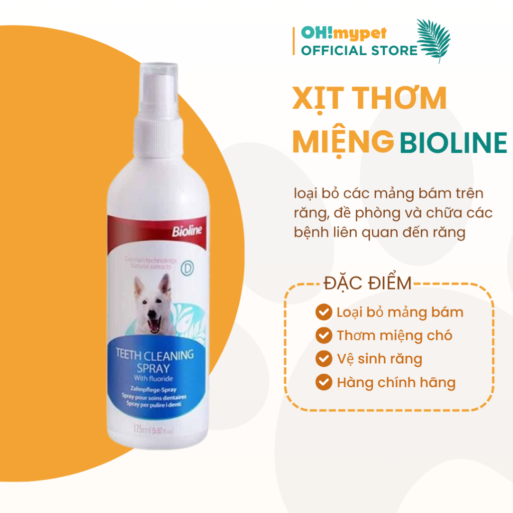 Xịt thơm miệng cho chó mèo thú cưng Bioline Teeth Cleaning Spray Chai ...