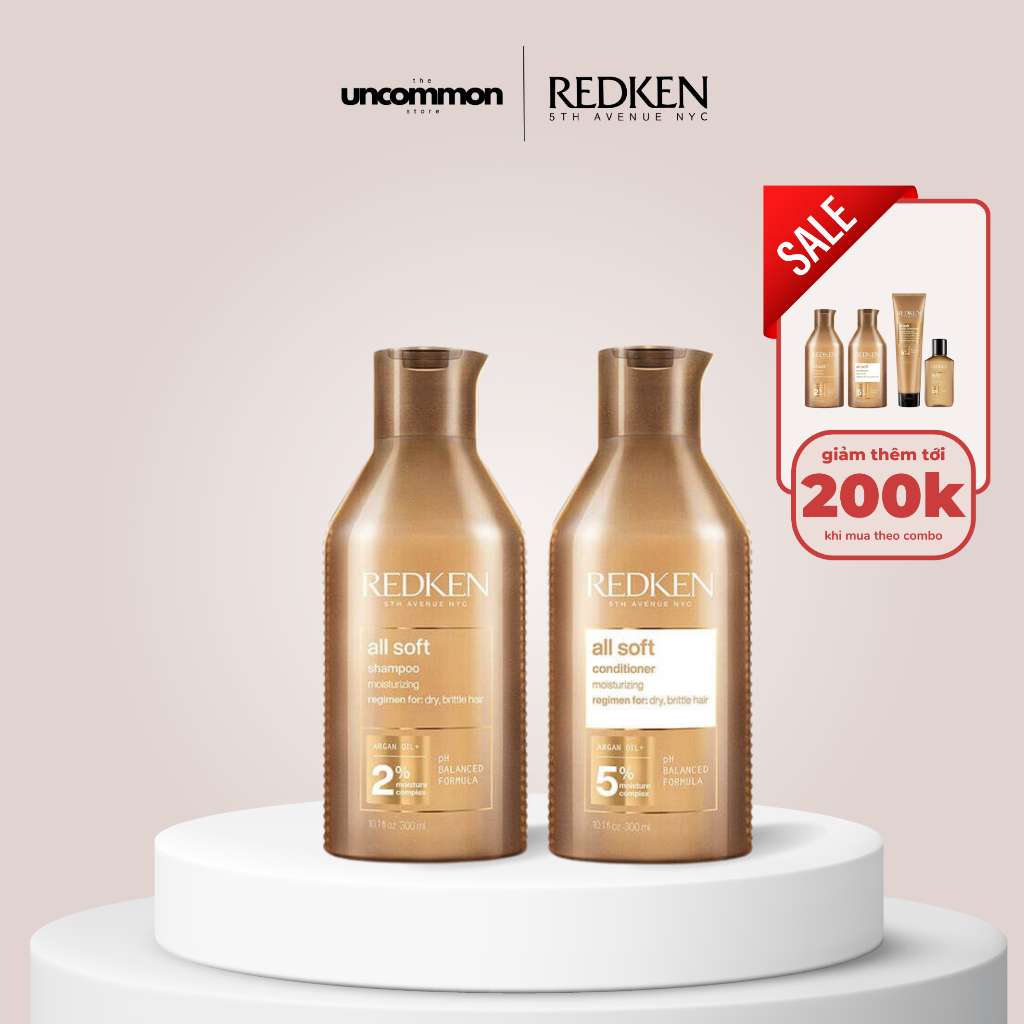 Bộ Dầu Gội Và Dầu Xả Cho Tóc Khô, Thô Ráp Redken All Soft Shampoo and ...