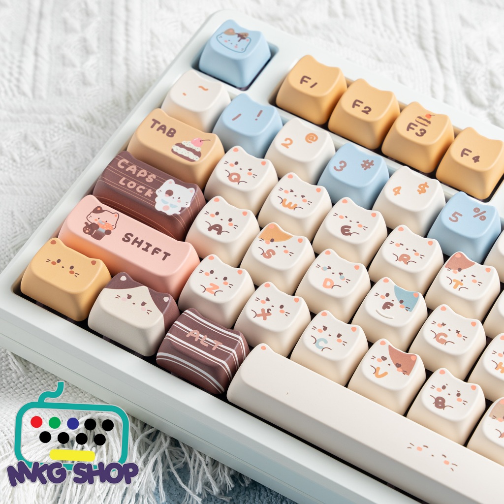 Keycap Tai Mèo MAO | PBT dyesub | Nút bàn phím cơ in hình mèo dễ thương ...