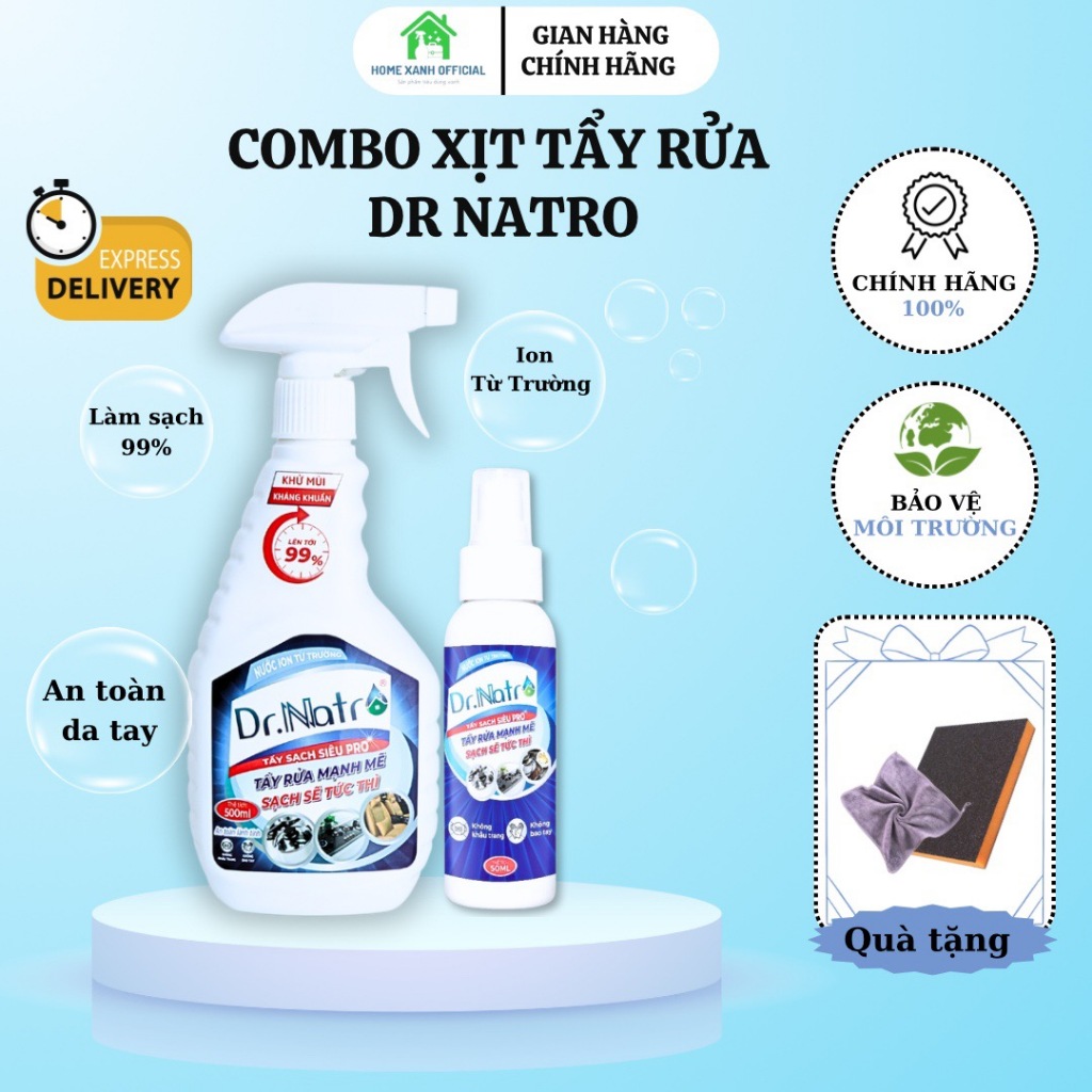 Xịt Tẩy Rửa Dr Natro,Combo 1Chai 500ml và 1Chai 50ml, Tặng 1 Miếng Nhám ...