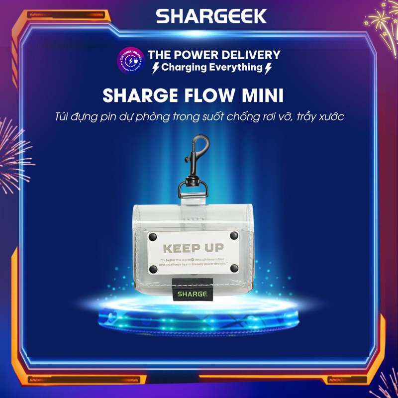 Túi đựng pin dự phòng Sharge Flow mini trong suốt chống rơi vỡ, chống ...