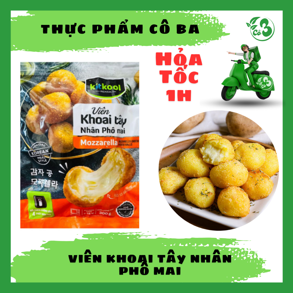 [ Hỏa Tốc 1H ] Viên Khoai Tây Nhân Phô Mai Mozzarella KitKool 300G- Ăn ...