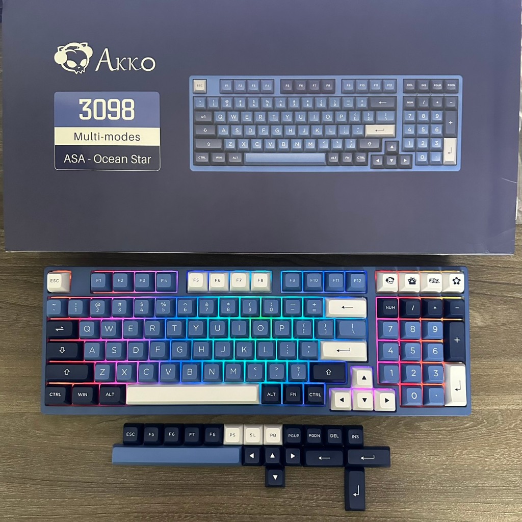 Bàn phím cơ không dây Akko 3098B Ocean Star ( 3 mode hotswap 5 pin Led RGB ) sw cream yellow v3 ...