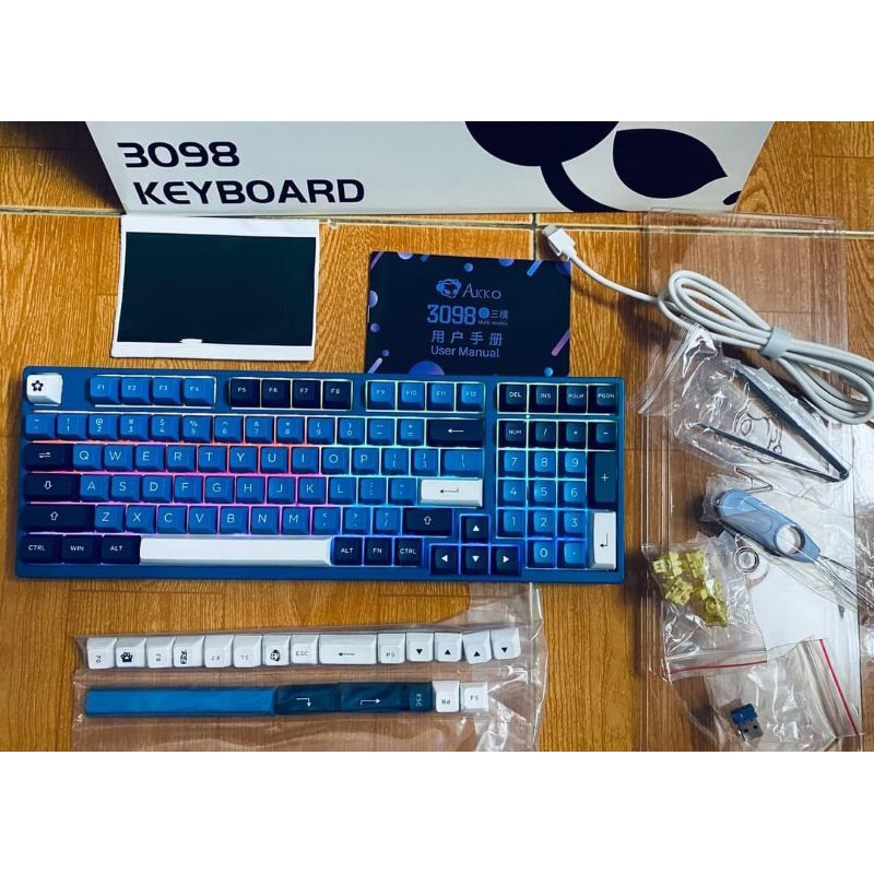 Bàn phím cơ không dây Akko 3098B Ocean Star ( 3 mode hotswap 5 pin Led RGB ) sw cream yellow v3 ...