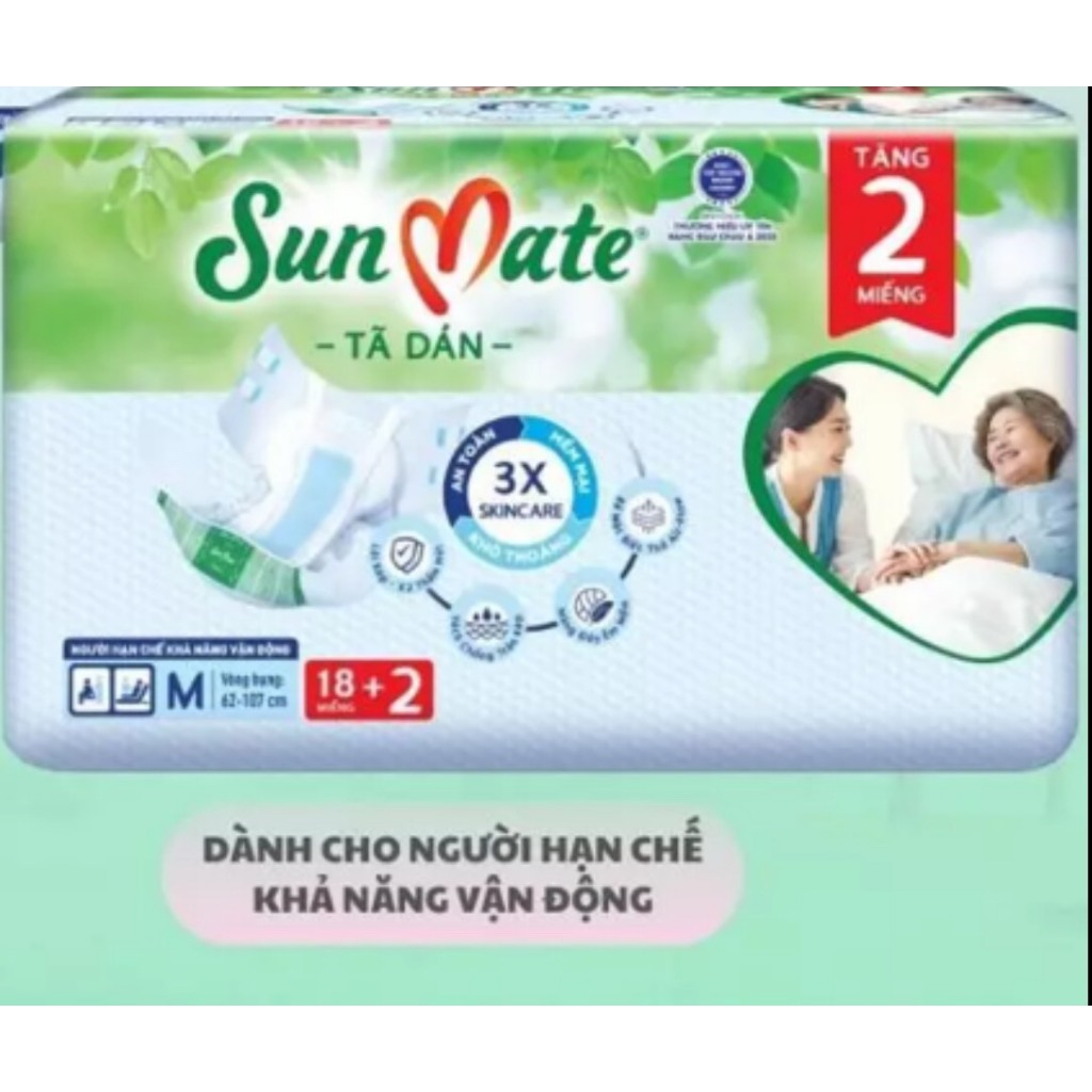 HCM - Sỉ 1 Cây/Thùng 6 Gói Tã Dán Sunmate M18 +2 (20 Miếng) - Tã Dán Cho Người Lớn (Gói Lớn Tiết ...