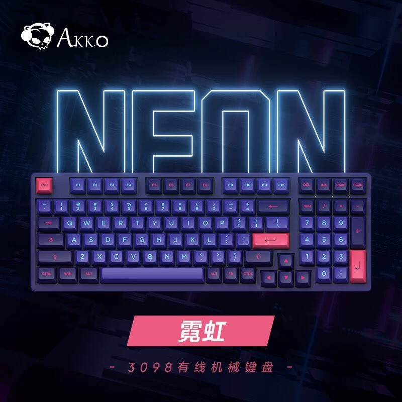 Bàn phím cơ akko 3098 Neon ASA -Kết nối Typec tháo rời - Akko v3 switch ...