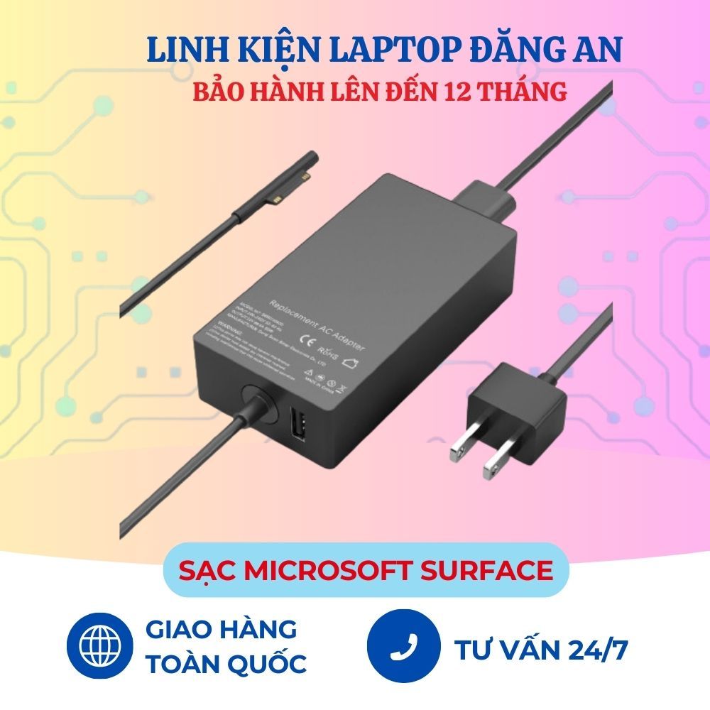 Sạc ZIN Microsoft SURFACE 4 5 6 7 8 65W - 15V - 4A SURFACE Book 1 2 3 Mới 100% Bảo Hành 12 Tháng ...