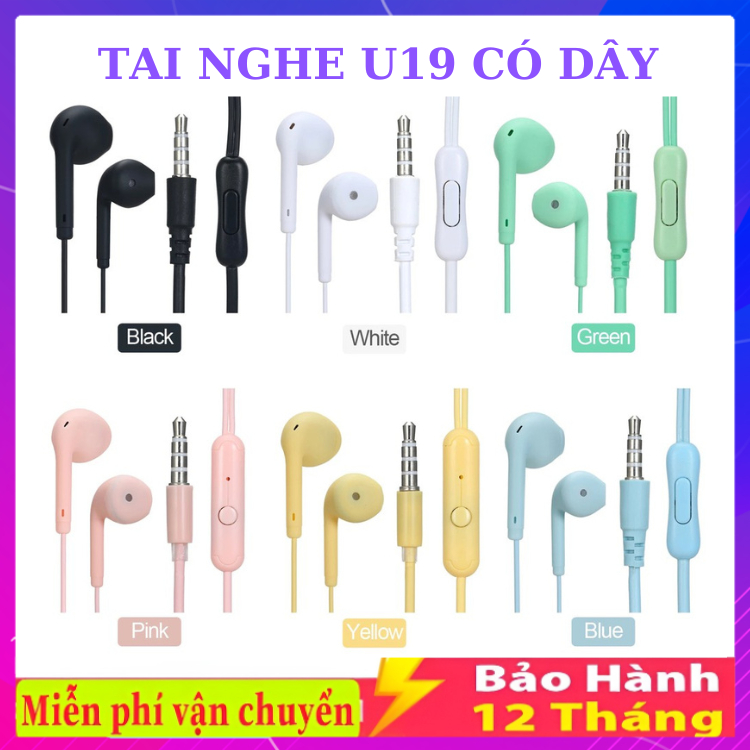 Tai Nghe Có Dây Nhét Tai U19 nhiều màu Tai Phone Dành Cho Điện Thoại Và ...