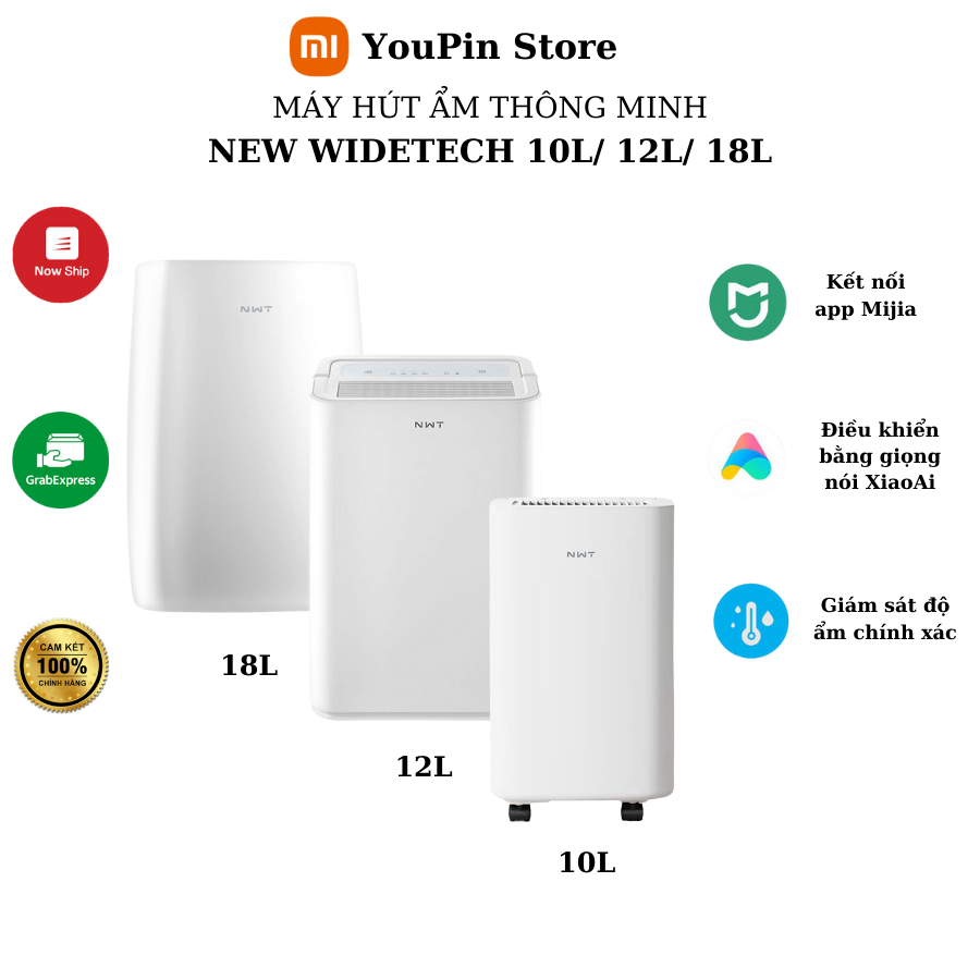 Máy hút ẩm thông minh Xiaomi NEW WIDETECH 10L NEW WIDETECH 12L NEW WIDETECH 18L kết nối Wifi app ...