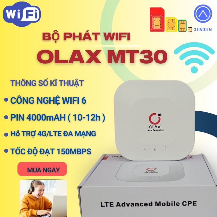Cục Phát Wifi Từ Sim 4G Di Động Olax MT30 Công Nghệ Wifi 6 Pin Khủng ...