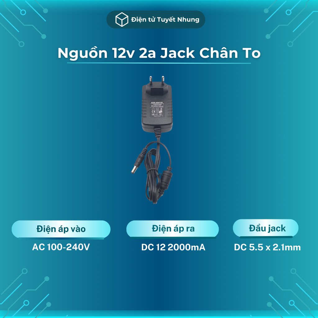 Nguồn 12v 2a Jack Dc 5.5x2.1mm Chất Lượng - Nguồn Camera 12v 2a ...