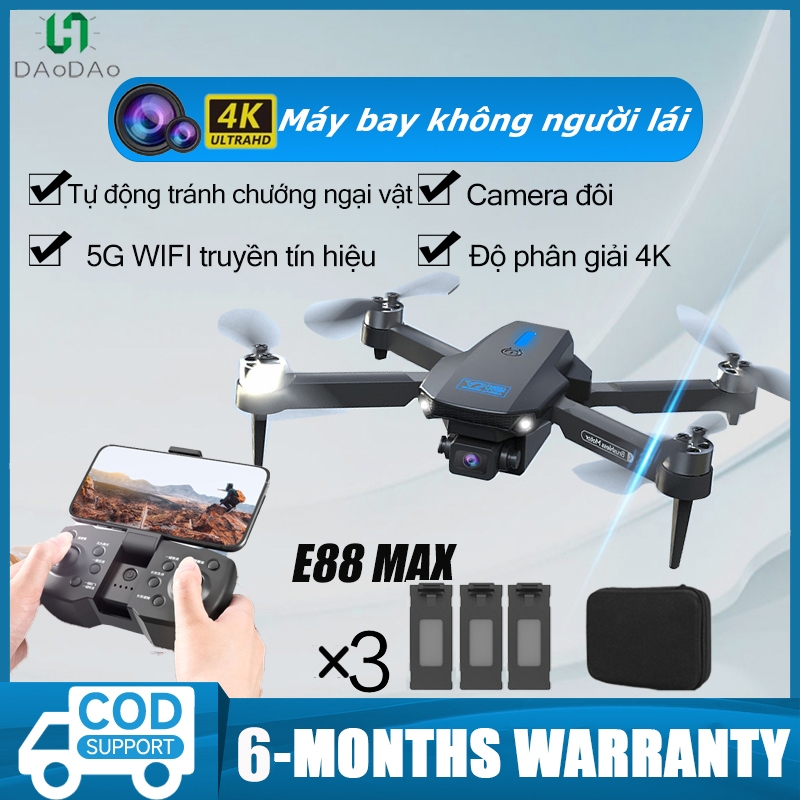 Flycam E88 max, Flaycam động cơ không chổi than, Camera HD, Cảm biến ...