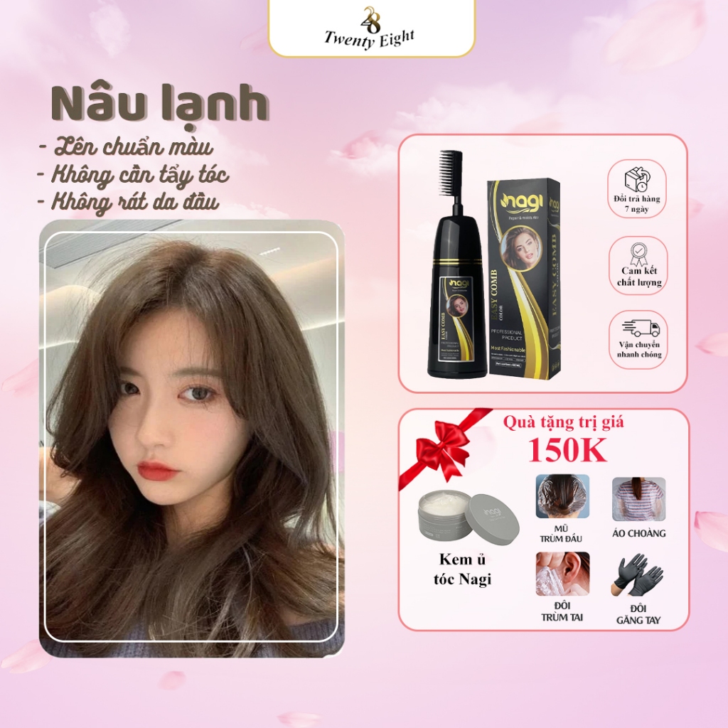 Dầu gội nhuộm tóc màu Nâu Lạnh Nagi Cold Brown 01 chiết xuất từ thiên ...