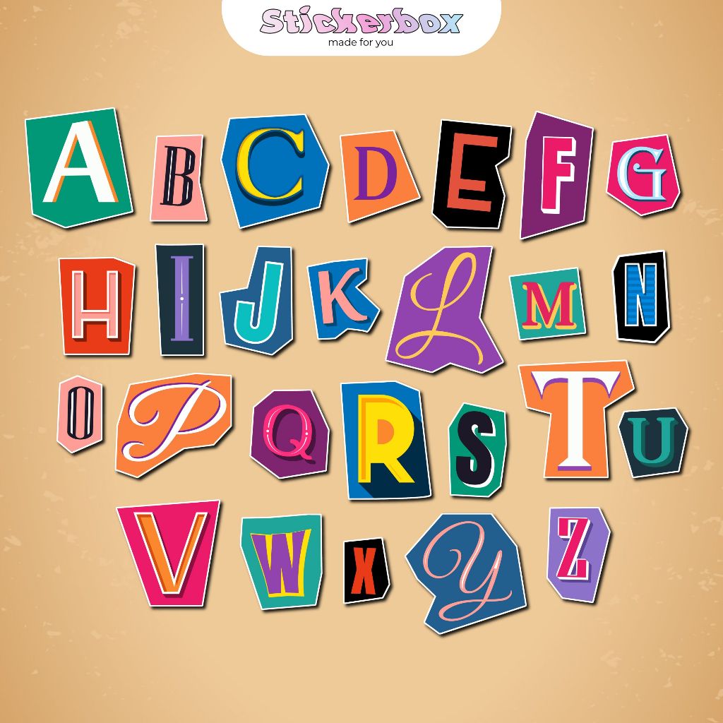 Sticker bảng chữ cái dễ thương sticker dán mũ bảo hiểm, điện thoại ...