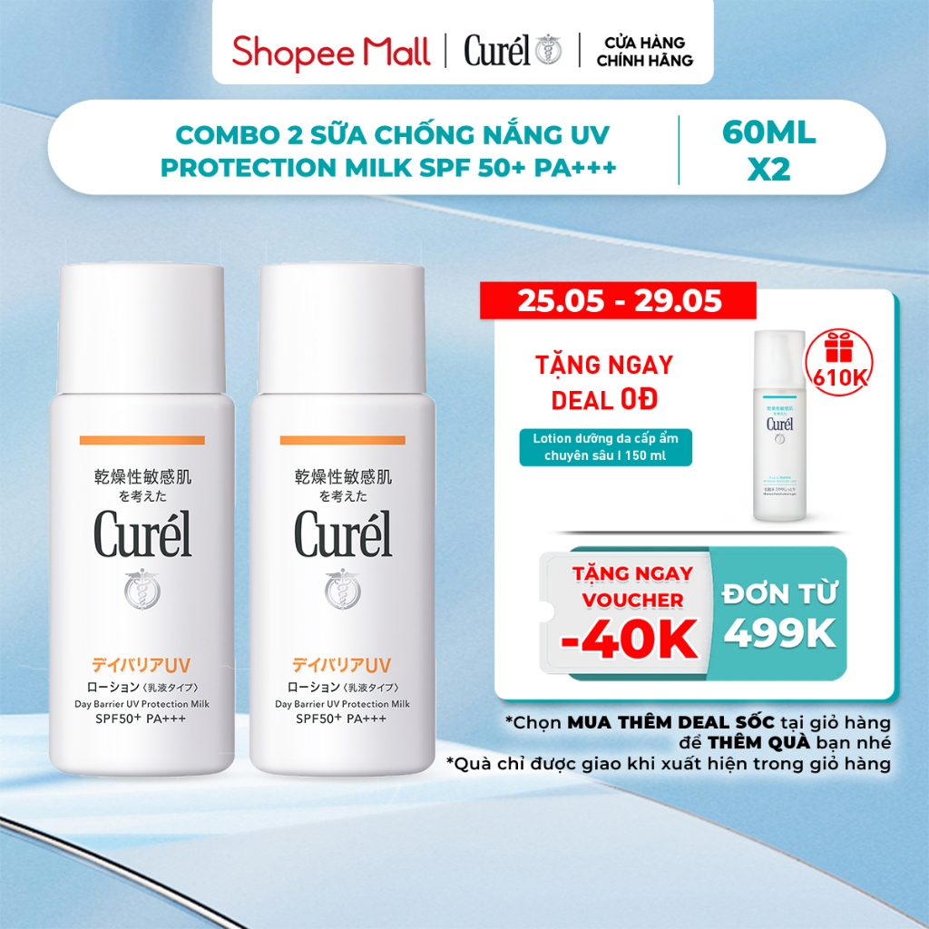 Combo 2 Sữa chống nắng Curél UV Protection Milk SPF 50+ PA+++ 60ml | Shopee Việt Nam