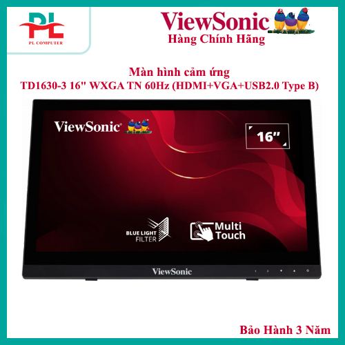 Màn hình cảm ứng ViewSonic TD1630-3 16" WXGA TN 60Hz (HDMI+VGA+USB2.0 ...