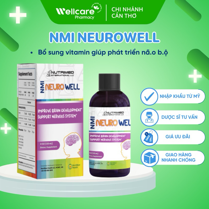 Siro NMI Neurowell [Chính hãng] - Chai 120ml Bổ sung vitamin B9, B12, vitaminE tốt cho não bộ ...