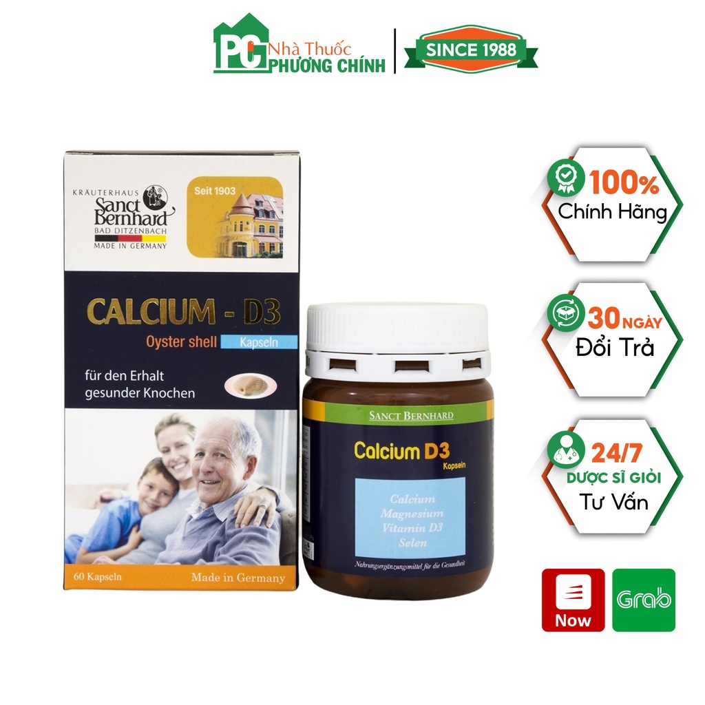 Viên Uống Bổ Sung Canxi Sanct Bernhard Calcium D3 Oyster Shell Giúp Xương Chắc Khỏe (Hộp 60 Viên ...