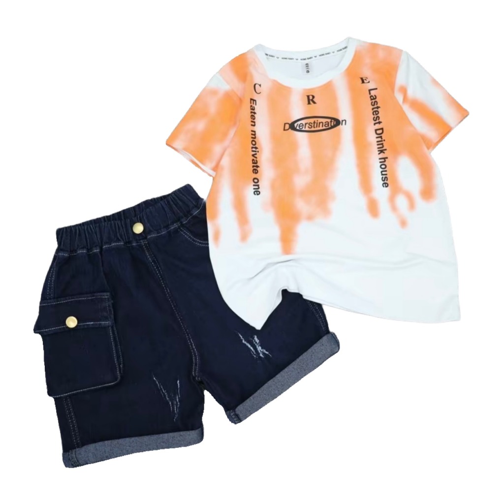 (15kg-35kg) Bộ Đồ Bé Trai (Quần jean + áo loang Cotton)Chất liệu vải ...