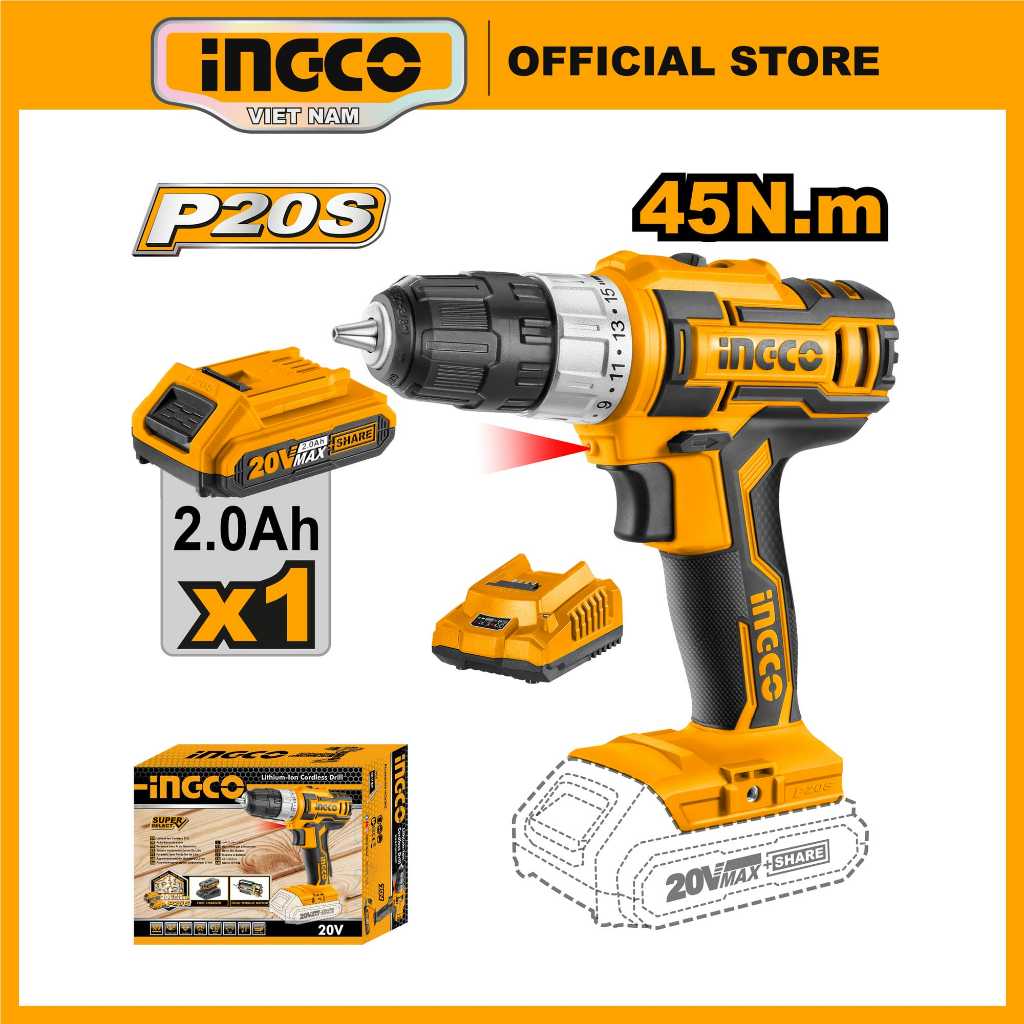 Máy khoan pin và Body thân máy khoan pin 20V INGCO CDLI20024 siết vít, vặn vít | Shopee Việt Nam