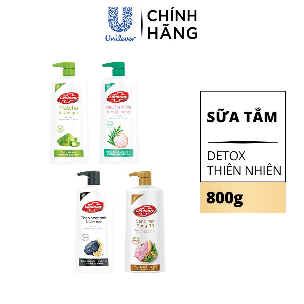 Sữa Tắm Lifebuoy 800gr Detox Và Sạch Sâu Khỏi Bụi Mịn Pm2.5 Detox 100% Từ Thiên Nhiên Diệt Khuẩn ...