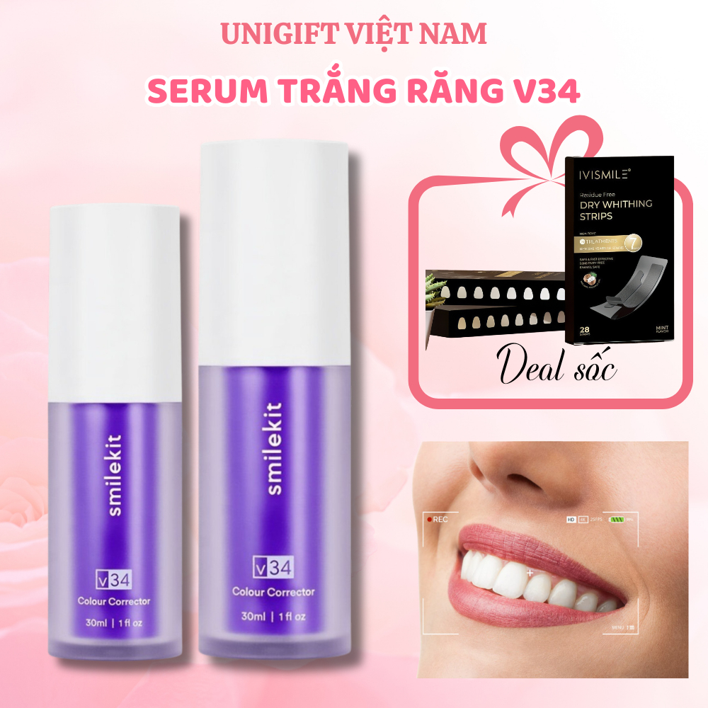Tinh dầu trắng răng SMILEKIT V34, Tinh chất Serum V34 giúp trắng răng 1 cách tự nhiên, không gây ...