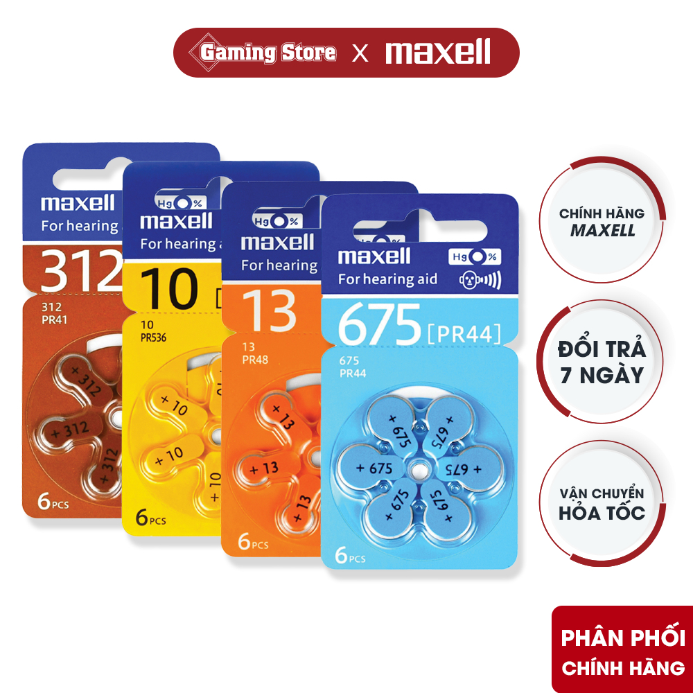Pin Maxell PR41 ( Pin 312 ) / PR44 ( Pin 675 ) / PR48 ( Pin 13 ) / PR536 ( Pin 10 ) Máy Trợ ...