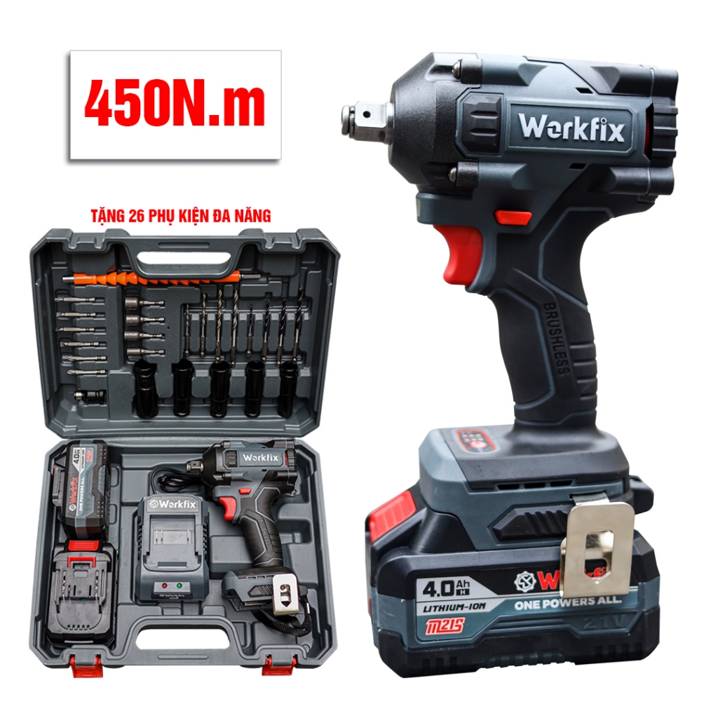 Máy Siết Bulong Workfix 21V IW450N- Không Chổi Than Đầu rỗng Bắt vít ...