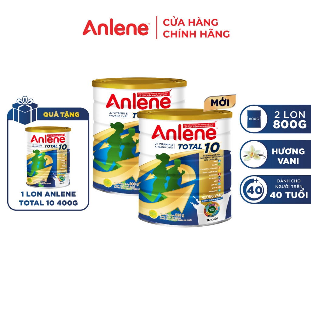 [Tặng 1 lon Anlene Total 10 400g] Combo 2 Sữa bột bổ sung dinh dưỡng ...