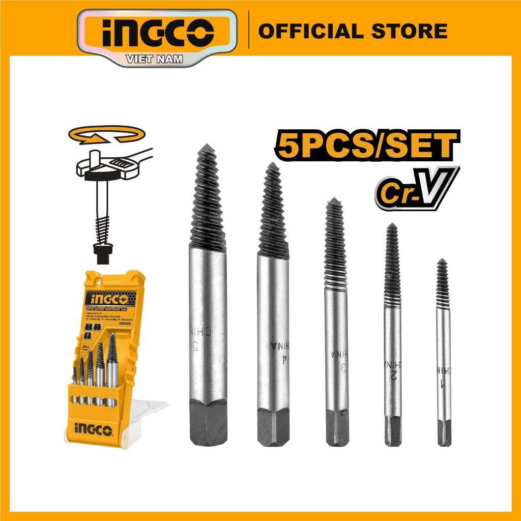 Bộ 5 mũi ven răng taro răng INGCO ASE008 chuyên lấy ốc 3~6mm, 6~8mm, 8 ...