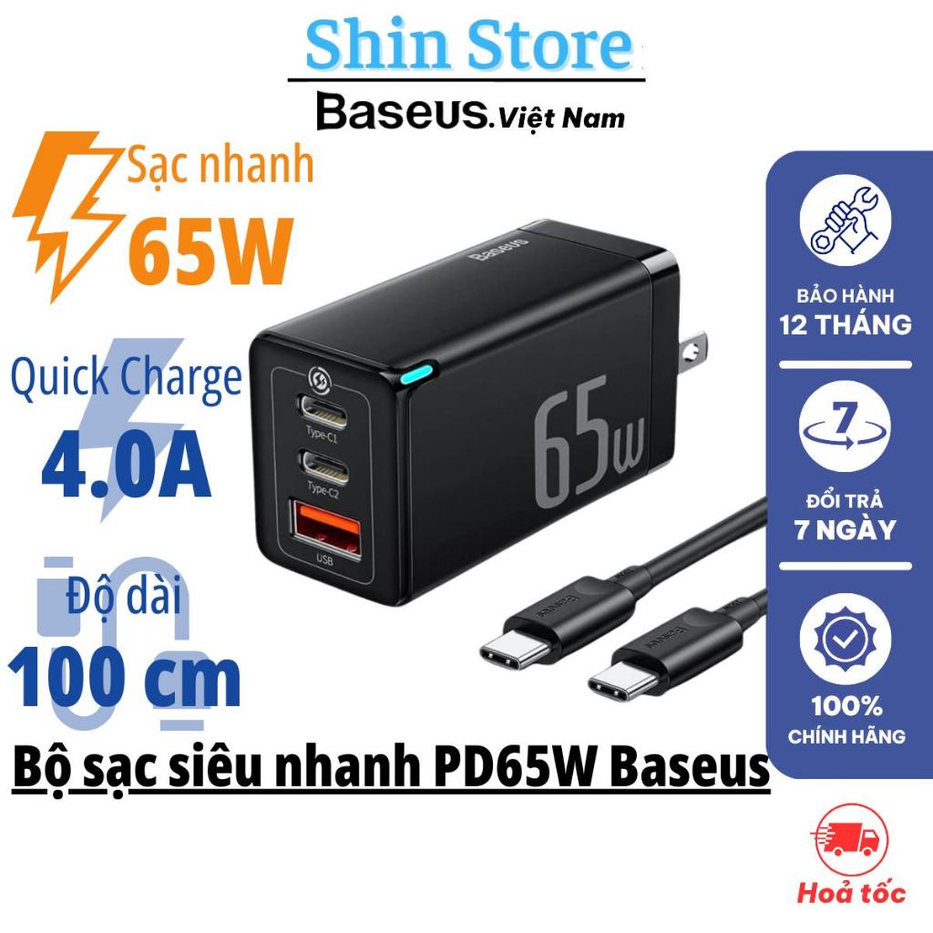 Củ sạc Baseus GAN pro 65W, 3 cổng Quick Charge 4.0 hỗ trợ chuẩn PD ...