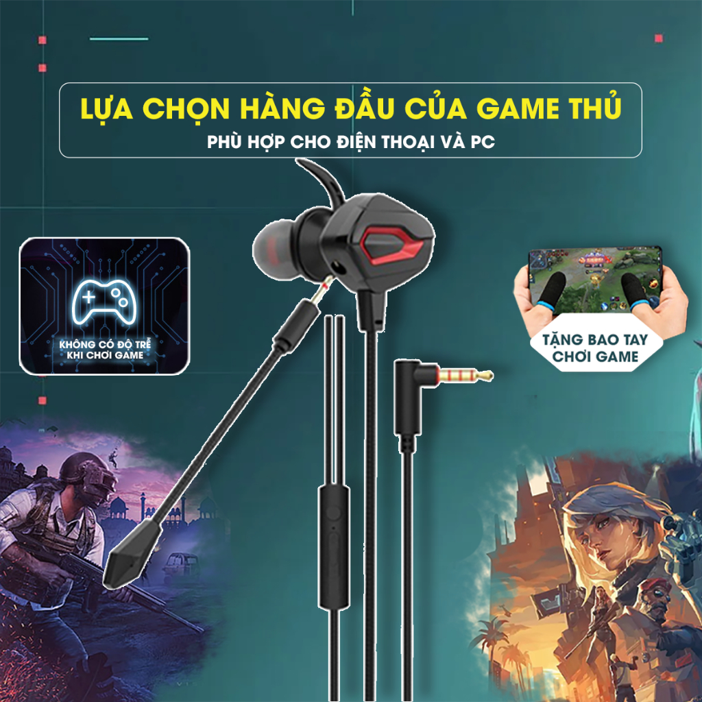 Tai nghe gaming GM-008, tai nghe có dây chơi game không độ trễ mic thu ...