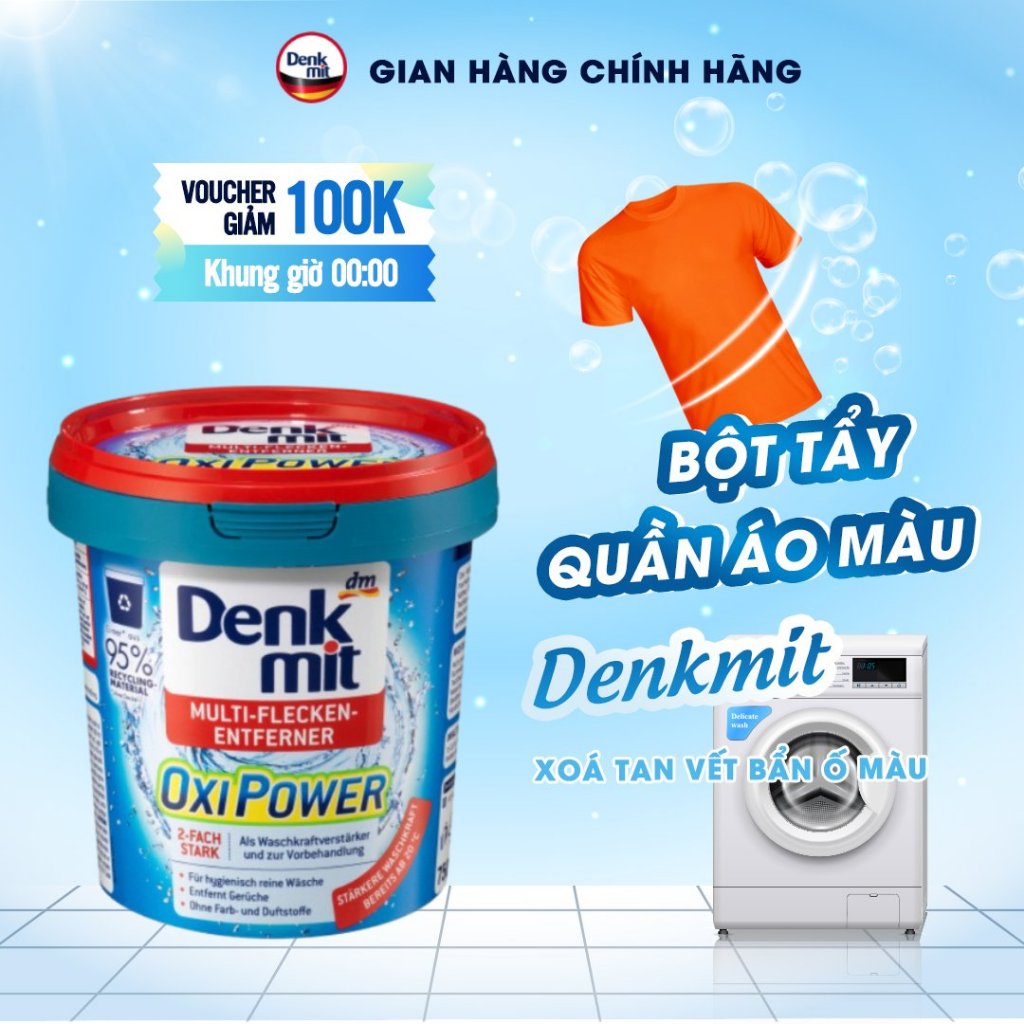 Bột tẩy quần áo màu chống phai Denkmit Multi Flecken Entferner Oxi ...