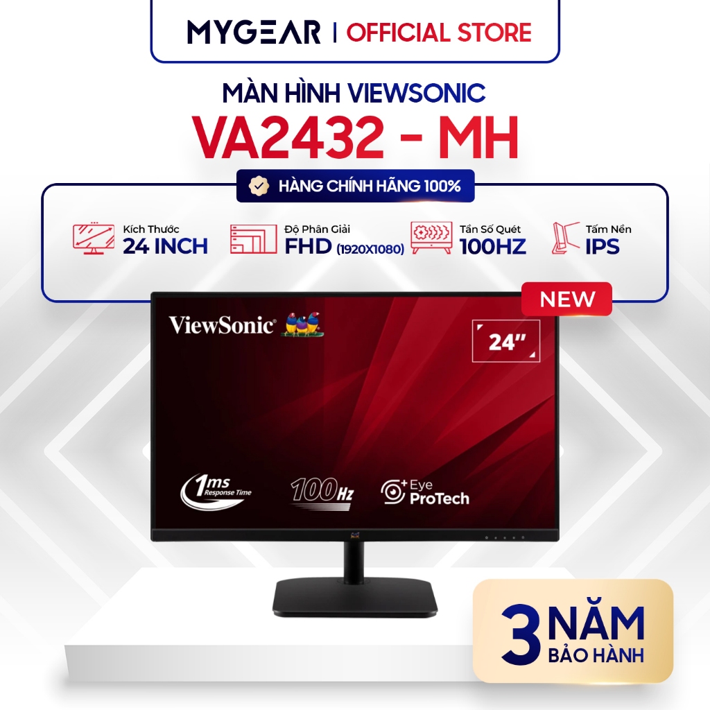 Màn hình ViewSonic VA2432-H Trắng/Đen 24" FHD IPS 100Hz 1ms (HDMI, VGA ...