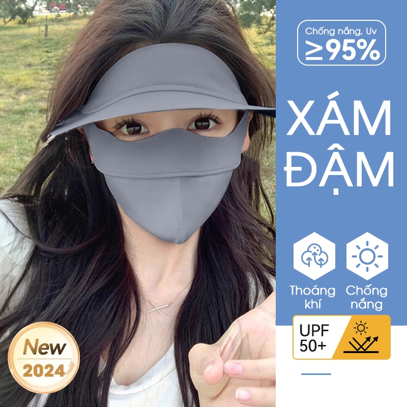 Khẩu trang vải mặt nạ chống nắng toàn mặt chống tia UV cực tím UPF50+, khẩu trang full face vải ...