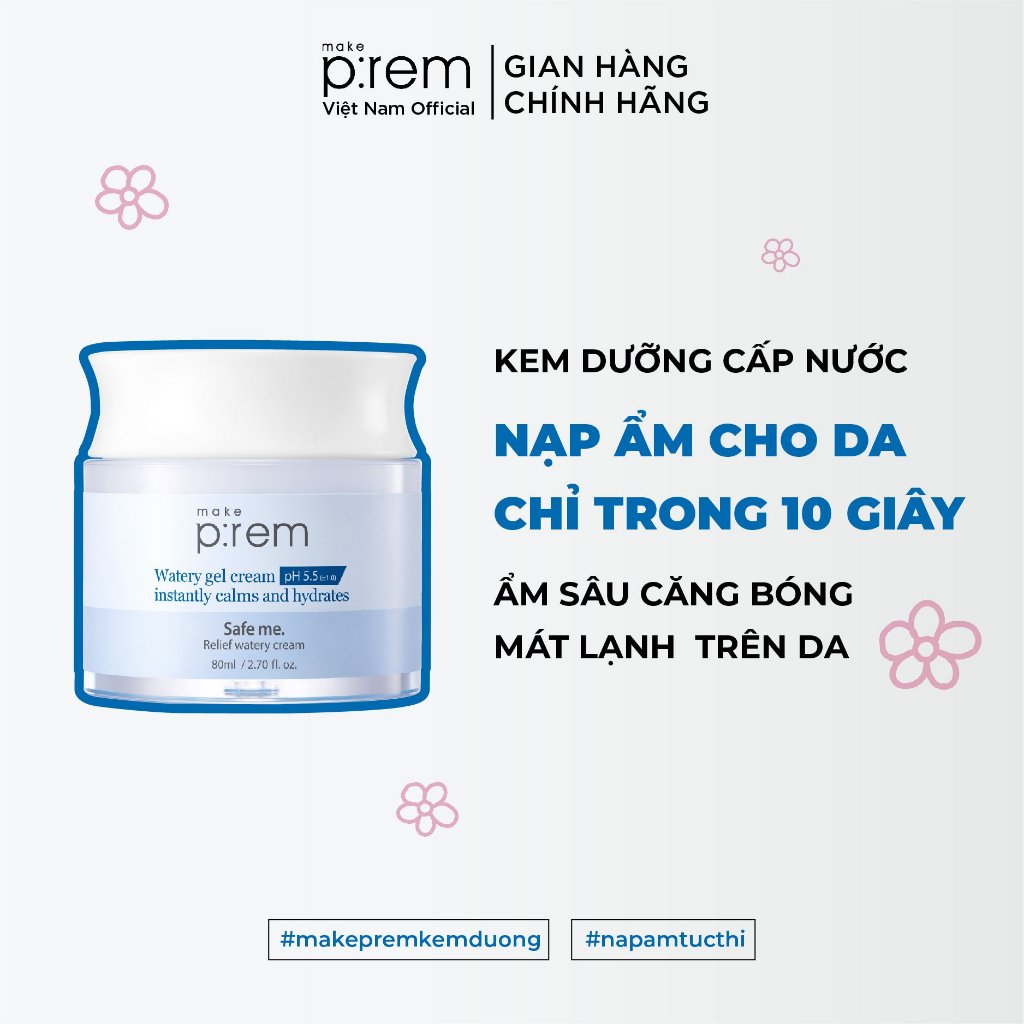 Make P:rem Kem dưỡng cấp nước chiết xuất từ nhựa xương rồng Safe me. Relief watery cream 80ml ...