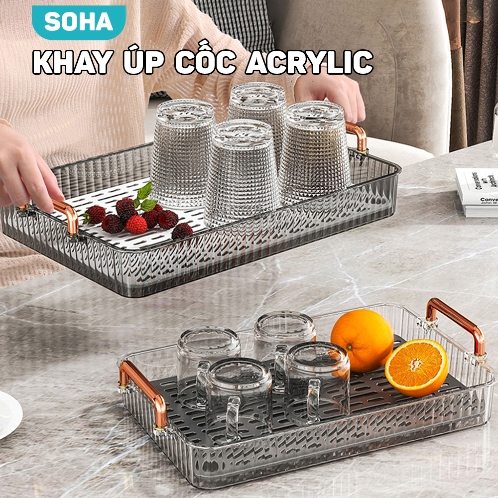Khay úp cốc, khay trà nhựa acrylic cao cấp chịu nhiệt vệ sinh dễ dàng ...
