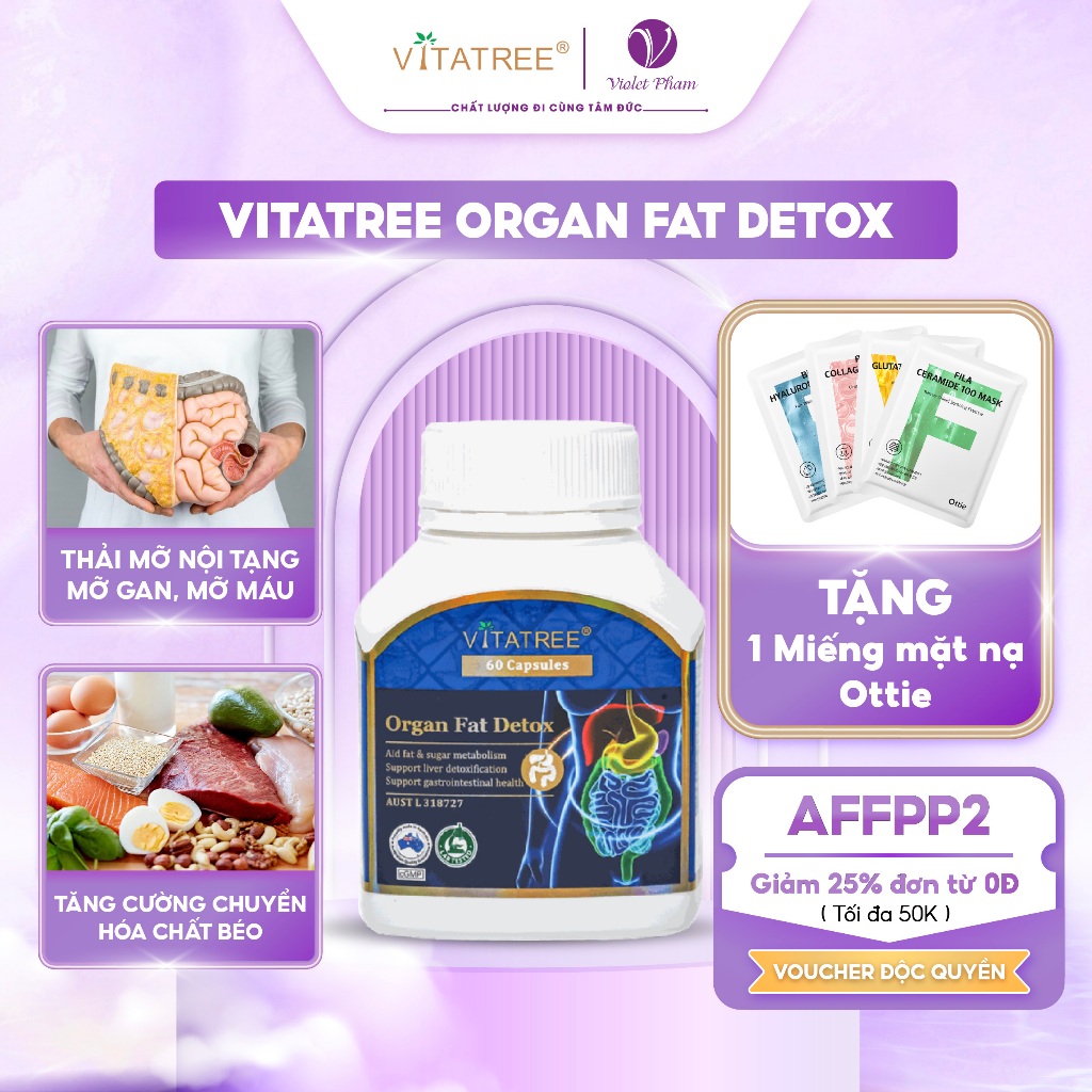 Vitatree Organ Fat Detox hỗ trợ giảm cân thanh lọc cơ thể giúp ngăn ...