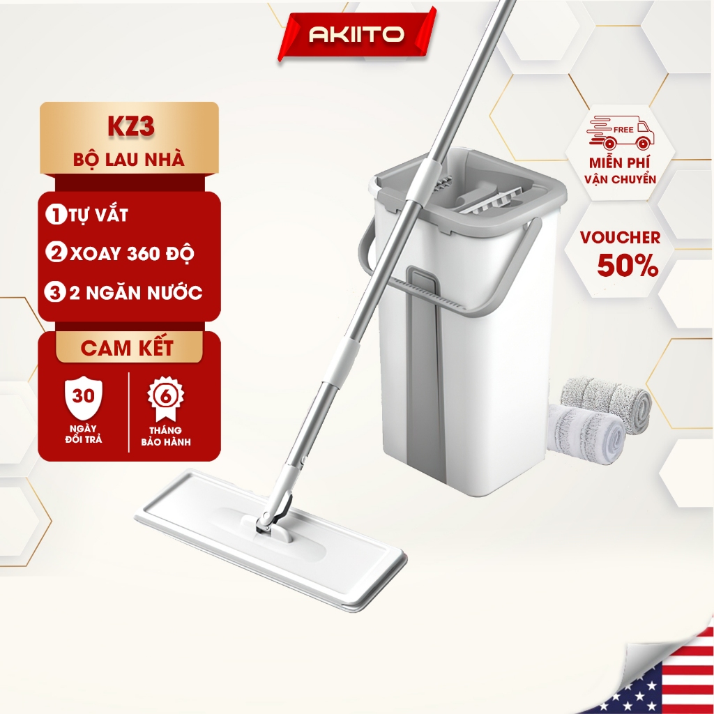 Bộ lau nhà tự vắt thông minh, chổi lau nhà 360 độ, cây lau nhà đa năng ...
