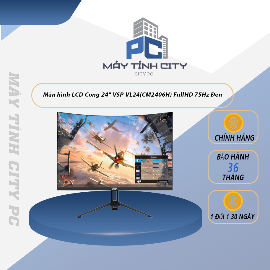 Màn hình LCD Cong 24" VSP VL24(CM2406H) FullHD 75Hz Đen - new bảo hành ...
