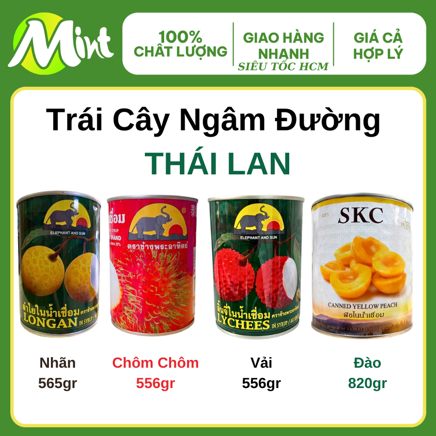 Đào, Vải, Nhãn, Chôm chôm Thái Lan Ngâm Đường ( con voi, skc ). Shop Mint Mint | Shopee Việt Nam