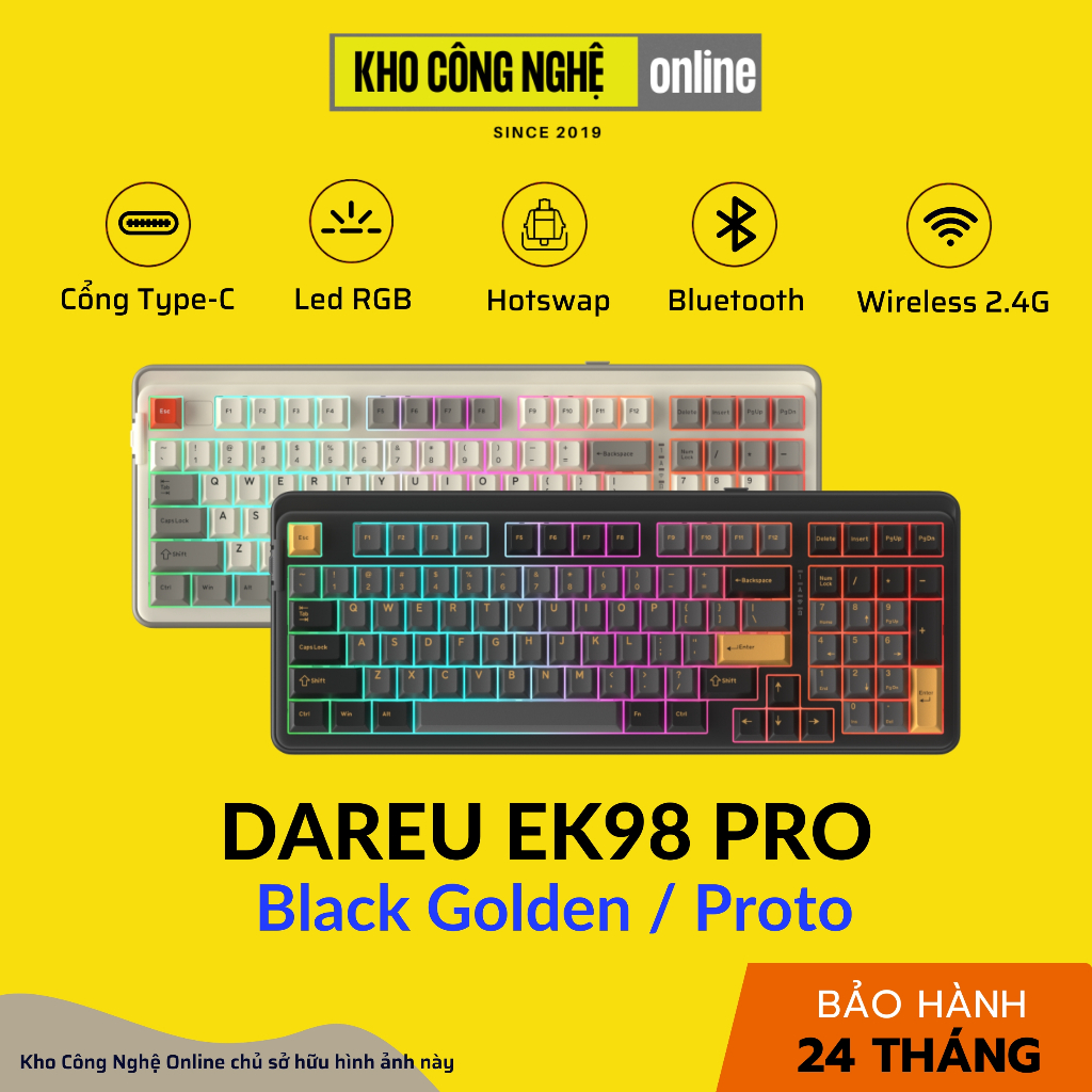 Bàn phím cơ Không Dây Dareu EK98 Pro, Led RGB, Kết Nối 3 Modes (Hàng ...