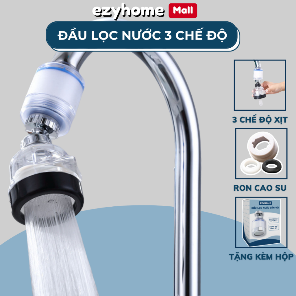 Đầu Lọc Nước Tại Vòi 3 Chế Độ Xả Lọc Sạch Tạp Chất, Cặn Bẩn Trong Nước Vòi EB030 EZYHOME ...